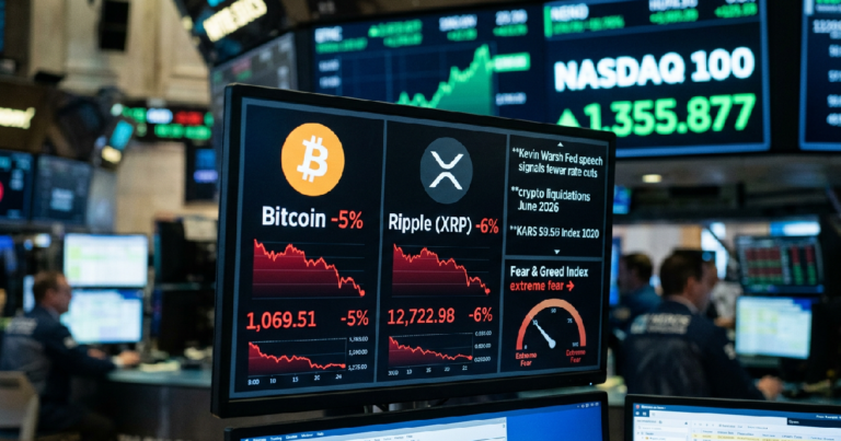 Bitcoin, Ripple Prices Fall As Kevin Warsh's Fed Signals Fewer Rate Cuts